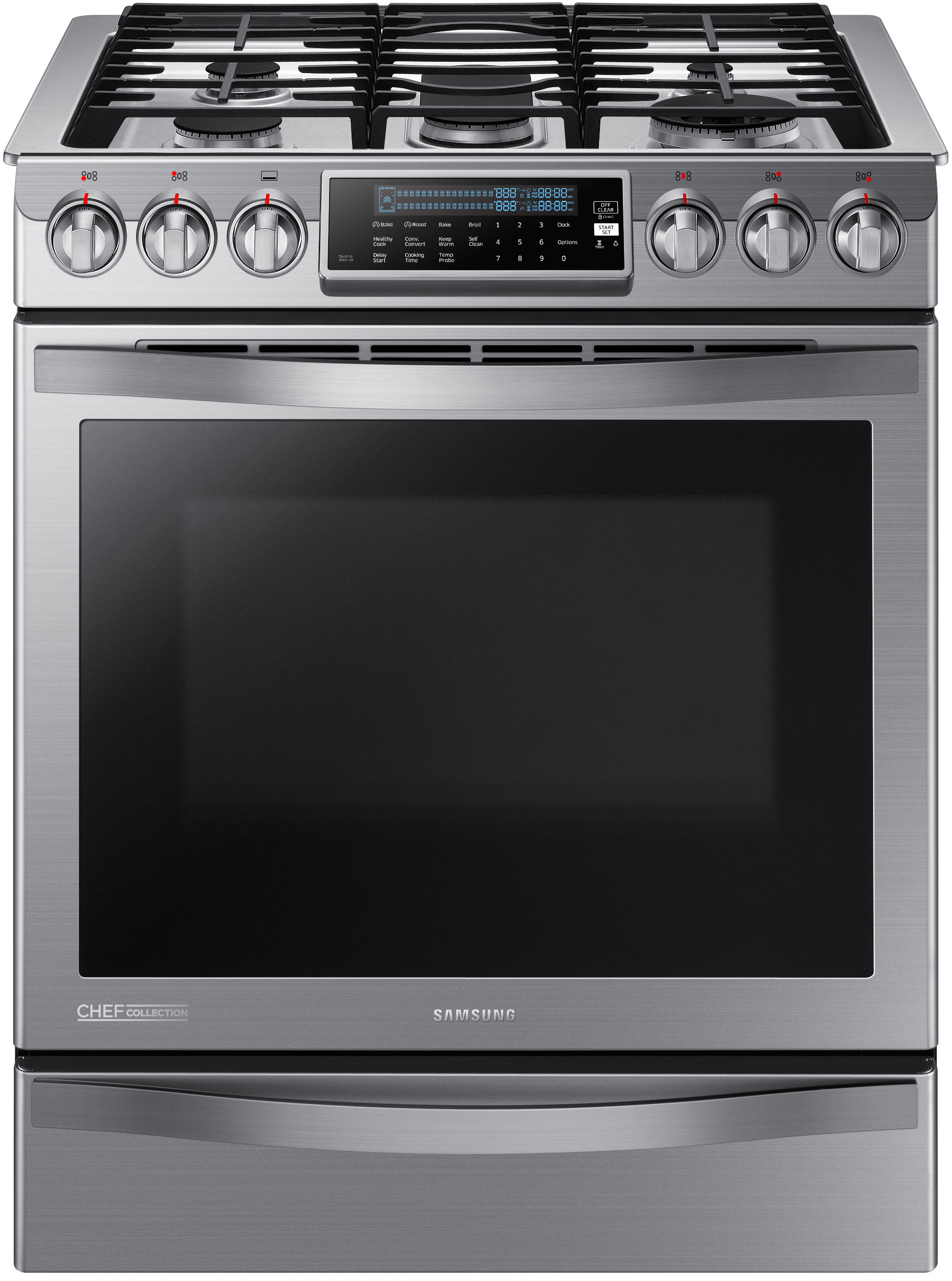Samsung NX58H9950WS 30 Inch Slide-In Gas Range with 5 Sealed Burners, 5 ...
